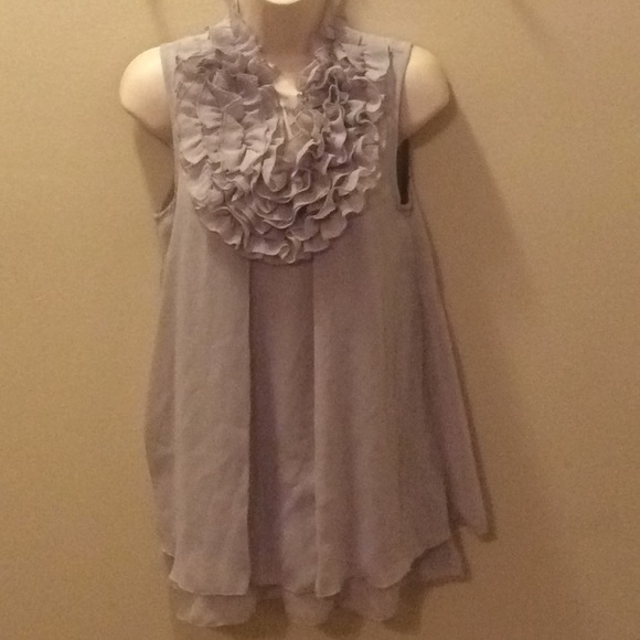 M by Marc Bower | Tops | M By Marc Bower Ruffle Detail Silver Tunic Xs ...